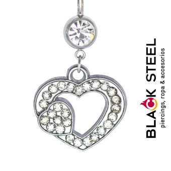 Colgante Doble Corazon Black Steel Piercing