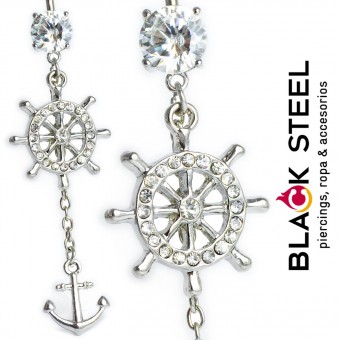 Colgante timon ancla crystal | Black Steel Piercing
