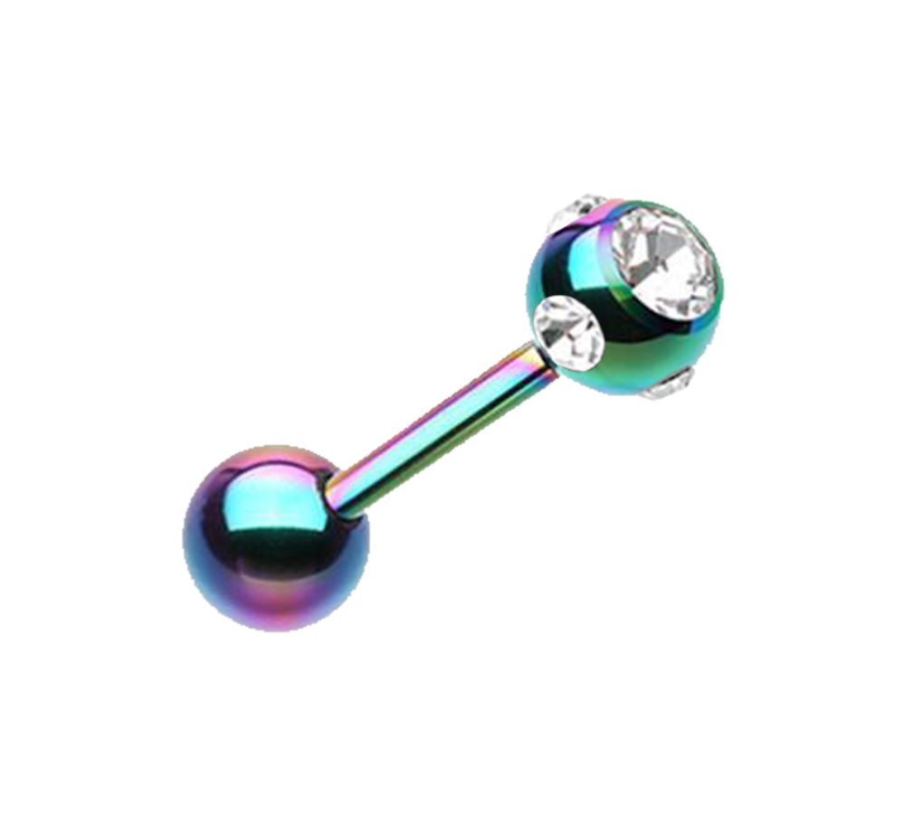 Lengua anodizado Tornasol multipiedra Crystal | Black Steel Piercing